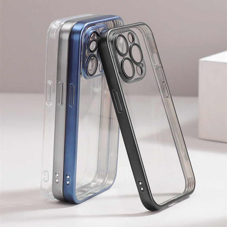 JR-15Q4 PLATED TPU CASE WITH LENS PROTECTOR FOR IP15 PRO MAX CLEAR